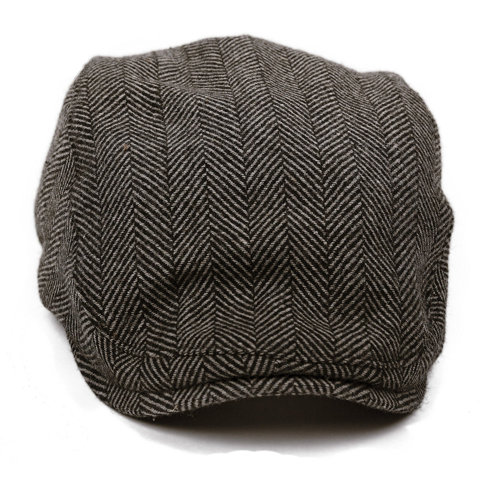 The Original Boston Scally Cap (Flat Cap) - Grey Herringbone