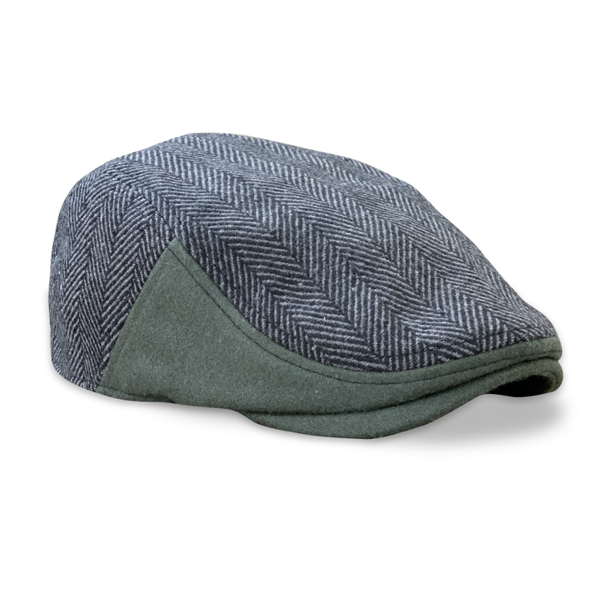 The Southie Boston Scally Cap (Flat Cap) - Grey Herringbone