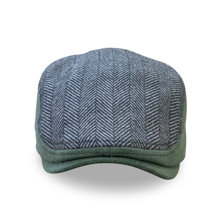 The Southie Boston Scally Cap (Flat Cap) - Grey Herringbone