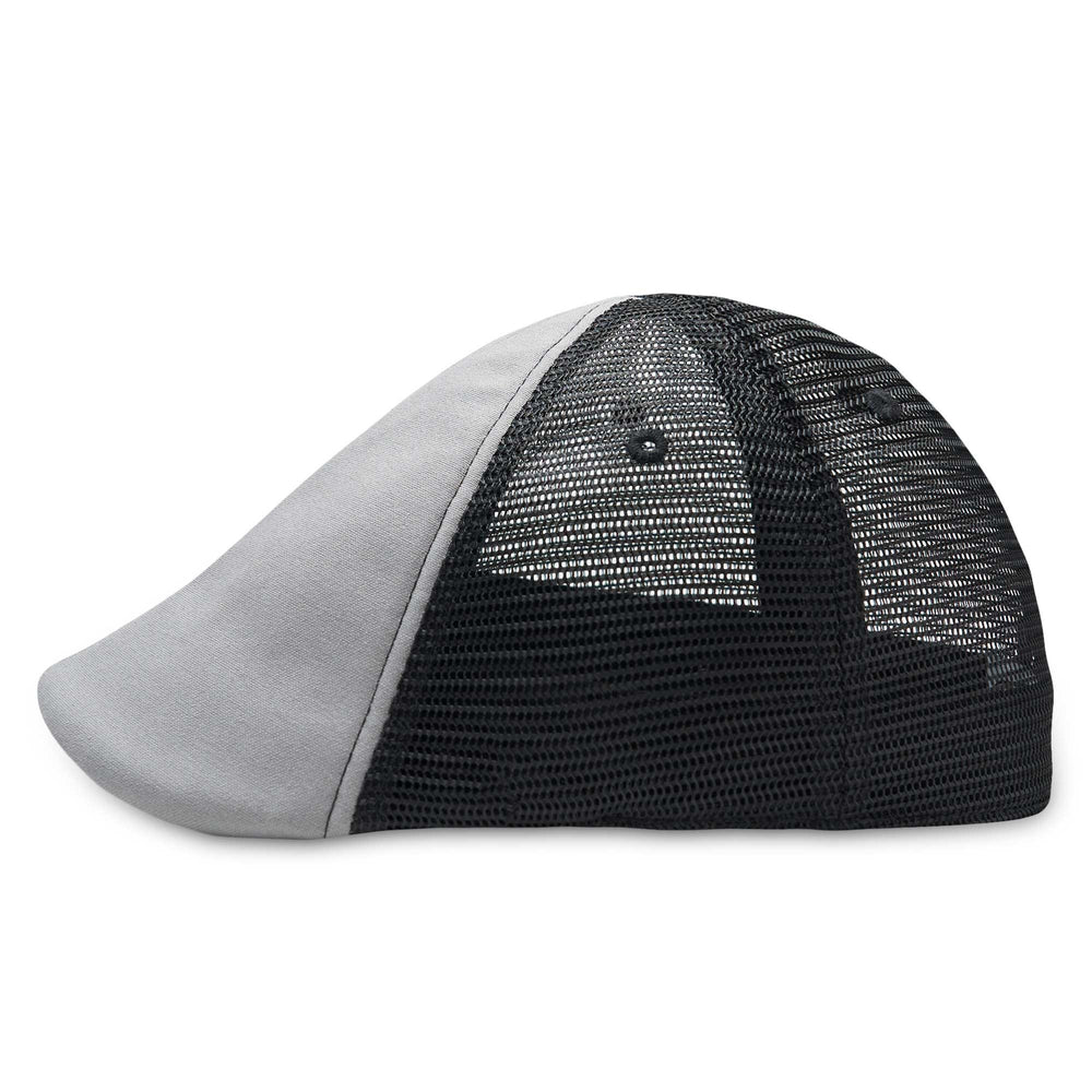 The Mesh Trucker Boston Scally Cap - Black with Grey