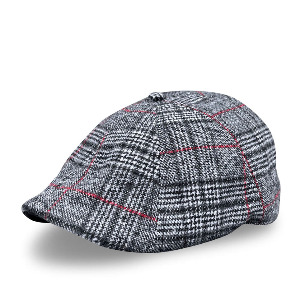 The Sunday Boston Scally Cap (Flat Cap) - Black Smoke & Red