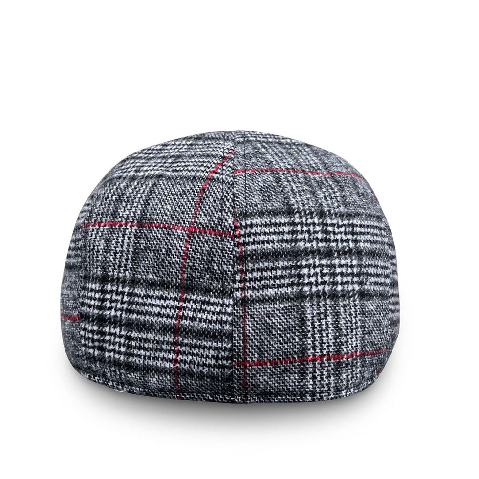 The Sunday Boston Scally Cap (Flat Cap) - Black Smoke & Red