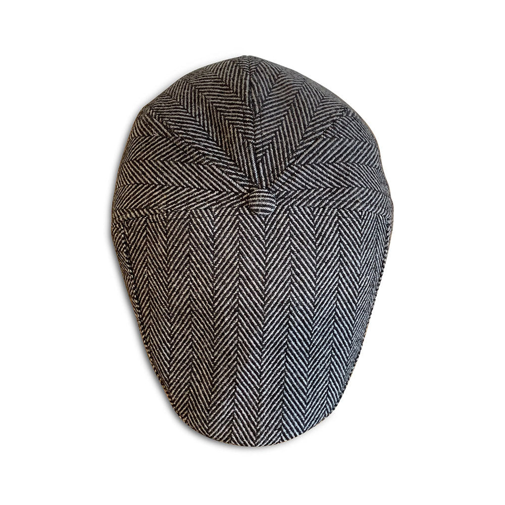 The Original 5-Panel Boston Scally Cap (Flat Cap) - Grey Herringbone