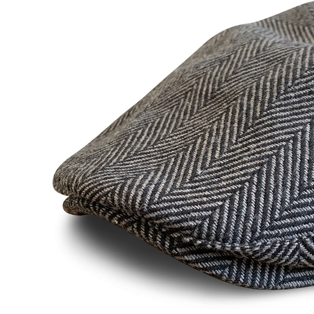 The Original 5-Panel Boston Scally Cap (Flat Cap) - Grey Herringbone