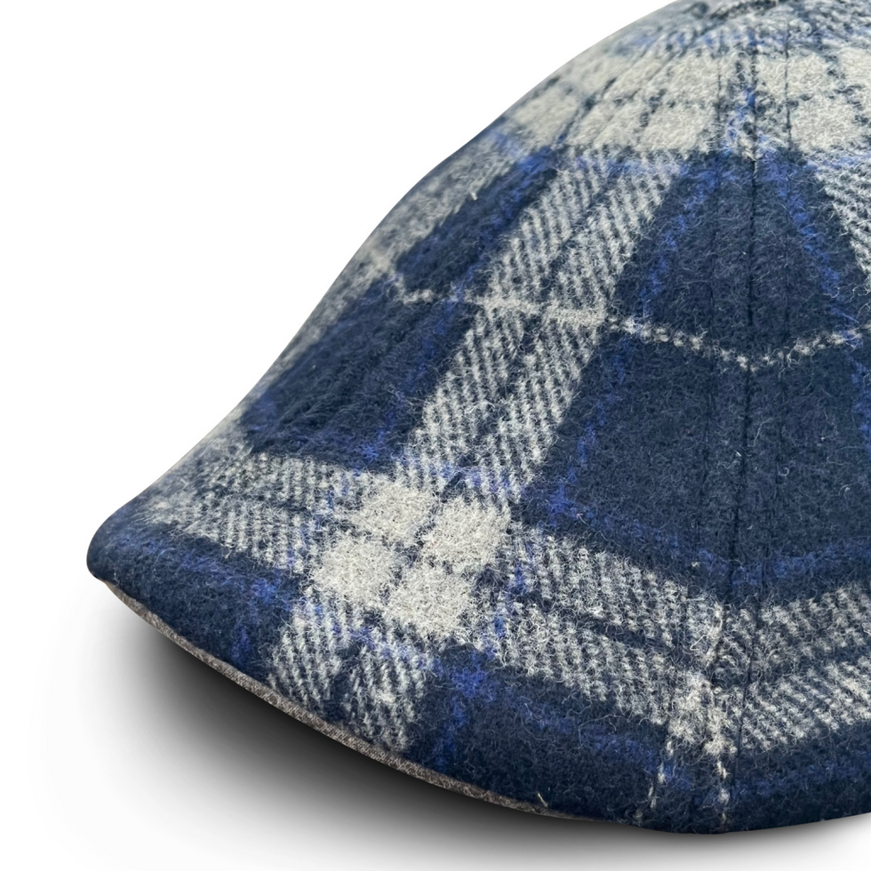 The Distillery Boston Scally Cap (Flat Cap) - Blue Mash Plaid