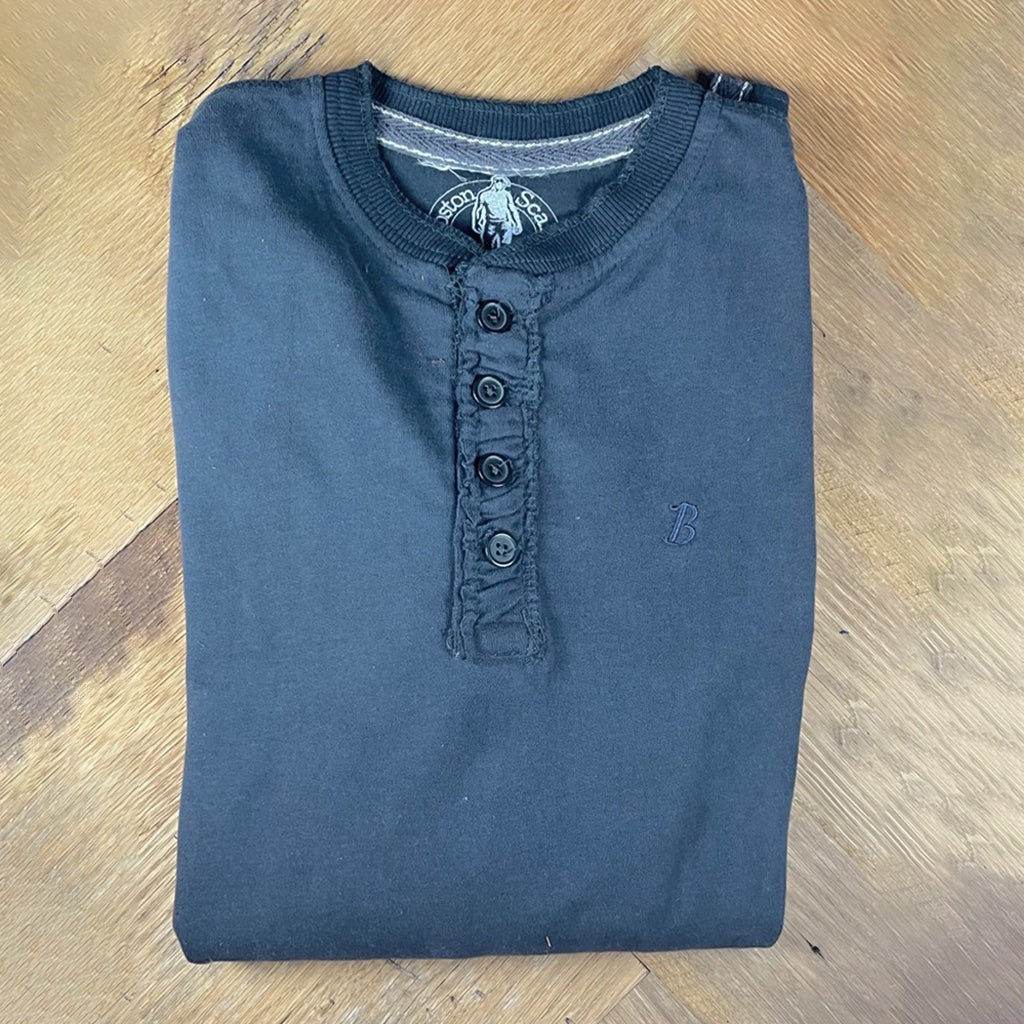 Boston Scally The Long Sleeve Henley - Dusk Navy