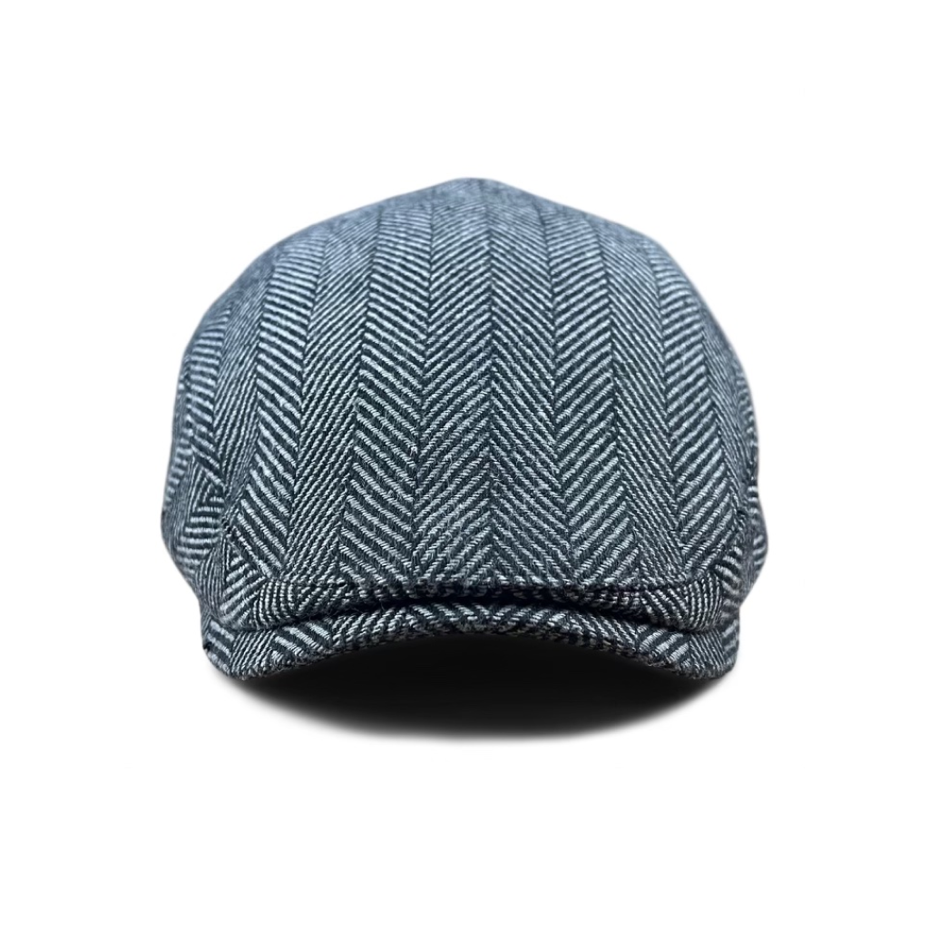 The Flap Cap Boston Scally Cap (Flat Cap) - Grey Herringbone | Scally Caps