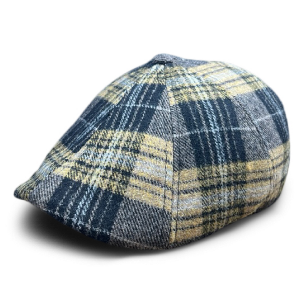 The Bruin Peaky Boston Scally Cap (Flat Cap) - Gold and Black Plaid