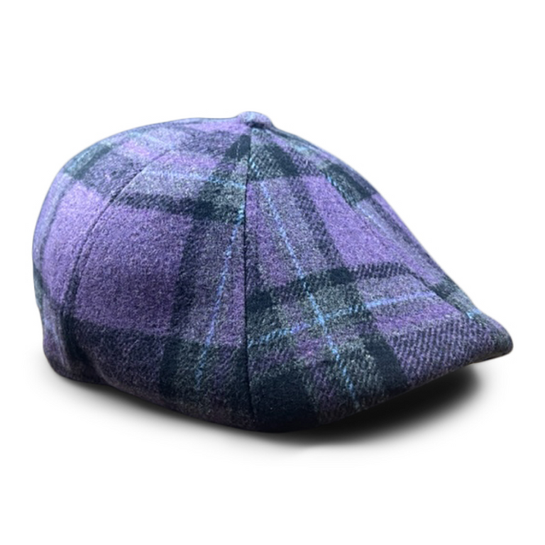 The Violet Rose Plaid Peaky Boston Scally Cap (Flat Cap) - Purple Plaid