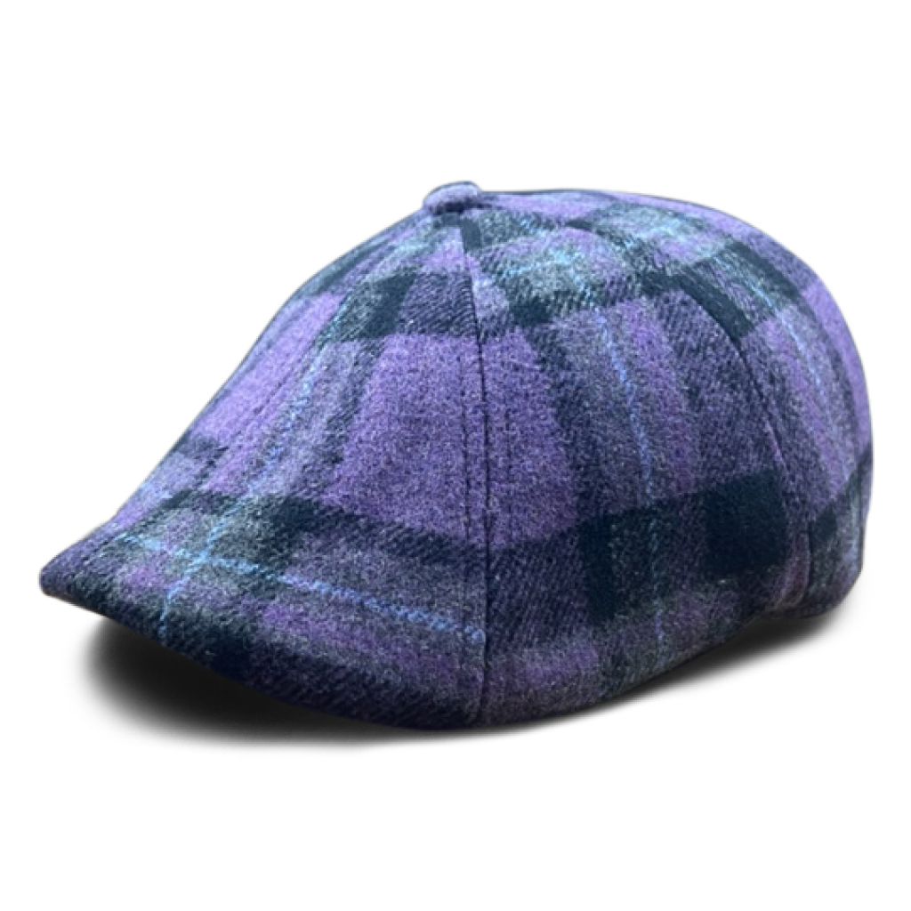The Violet Rose Plaid Peaky Boston Scally Cap (Flat Cap) - Purple Plaid