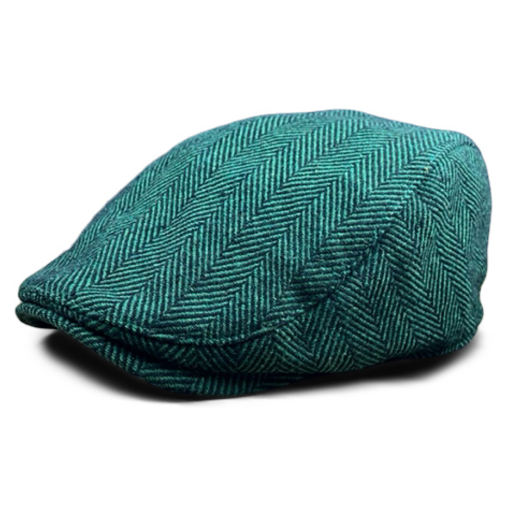 The Irish Boston Scally Cap (Flat Cap) - Green Herringbone