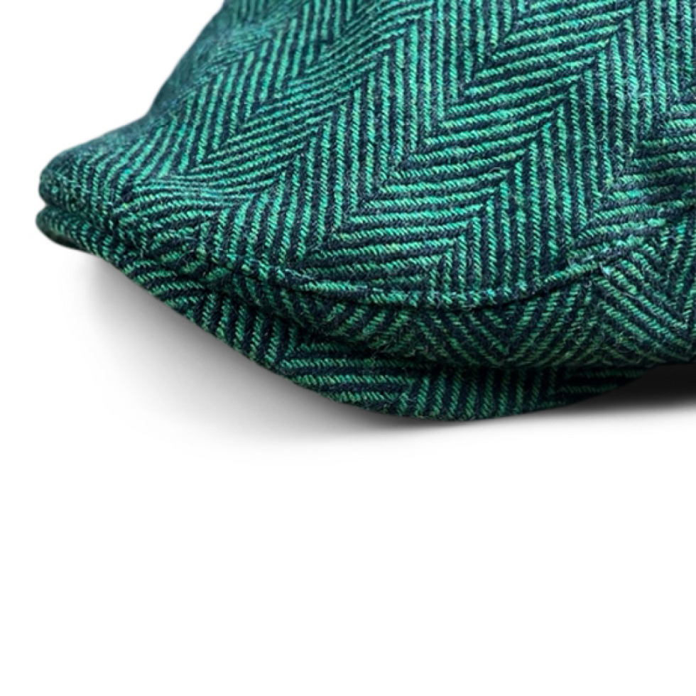 The Irish Boston Scally Cap (Flat Cap) - Green Herringbone