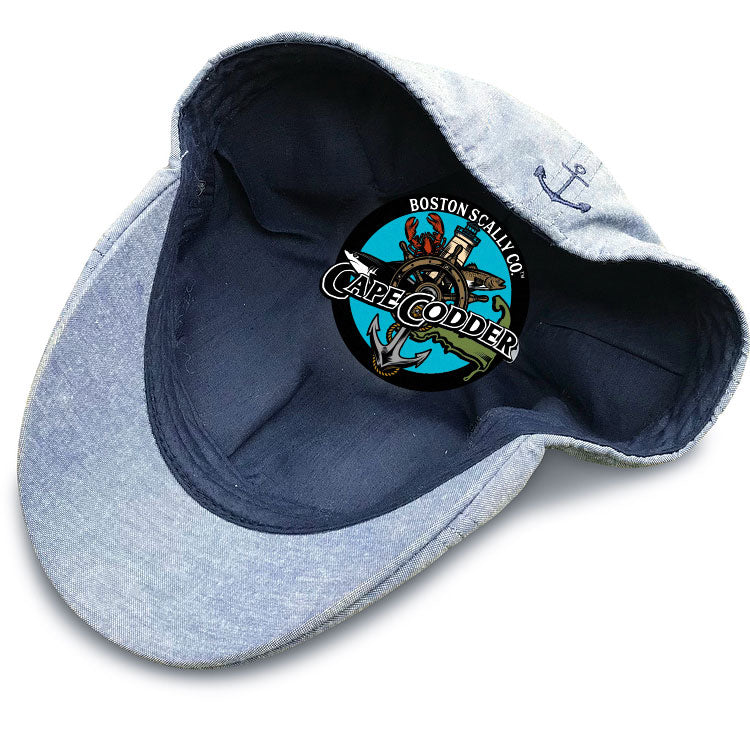 The Cape Codder Boston Scally Cap (Flat Cap) - Anchor & Saltbox Blue