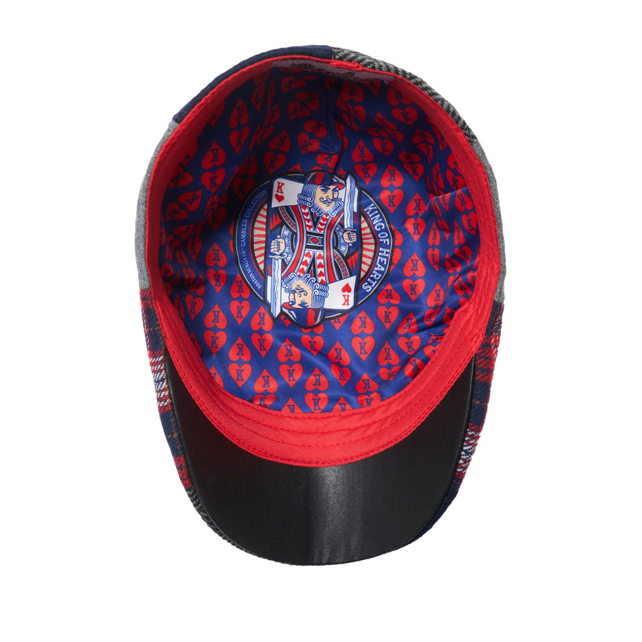 The King of Hearts Boston Scally Cap - Red & Blue Plaid