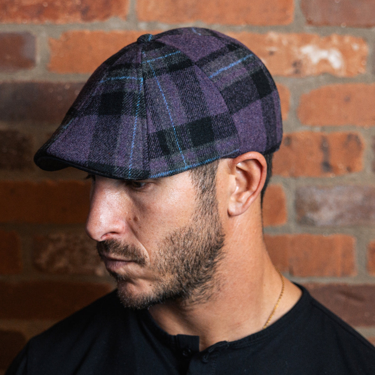 The Violet Rose Plaid Peaky Boston Scally Cap (Flat Cap) - Purple Plaid