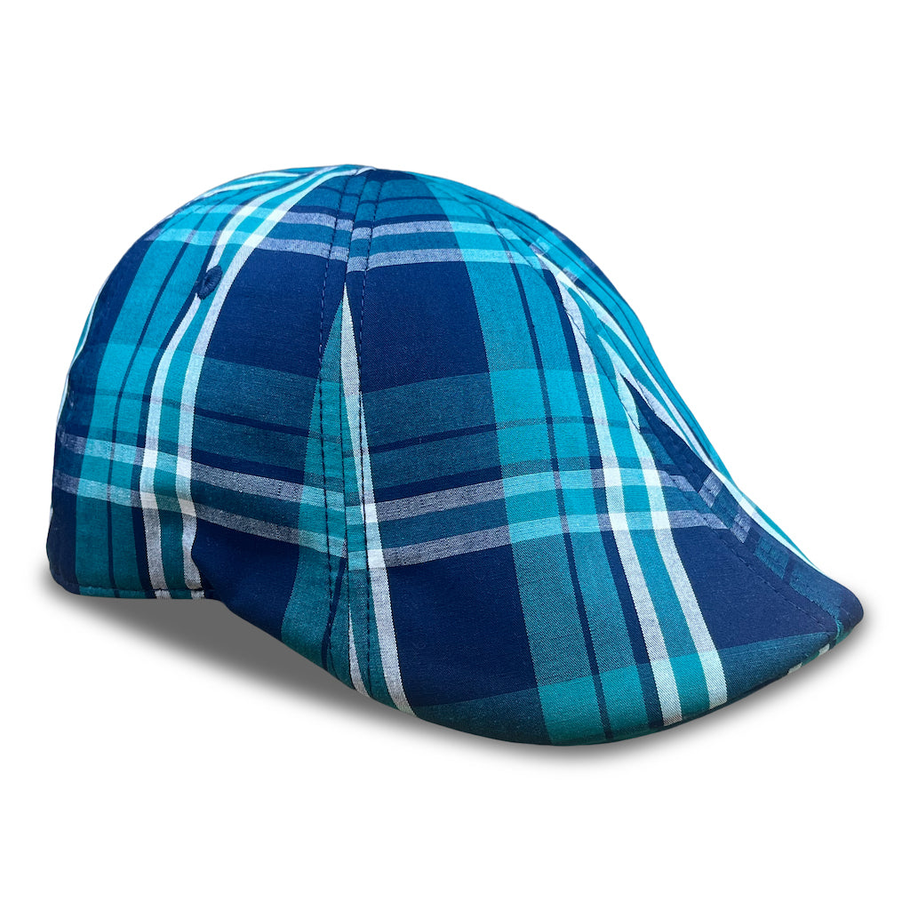 The Sweetwater Plaid Trainer Boston Scally Cap (Flat Cap) - Tealwater