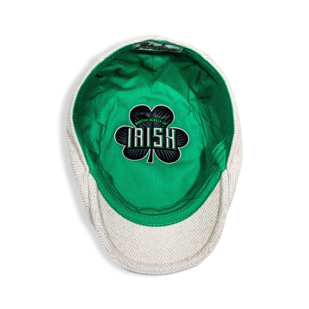 The Irish Boston Scally Cap - White Herringbone | Scally Caps