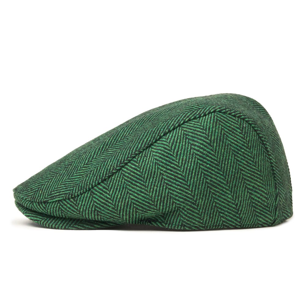 The Irish Boston Scally Cap (Flat Cap) - Green Herringbone