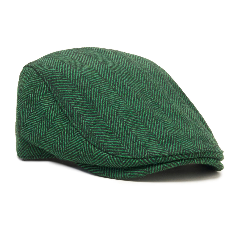 The Irish Boston Scally Cap (Flat Cap) - Green Herringbone