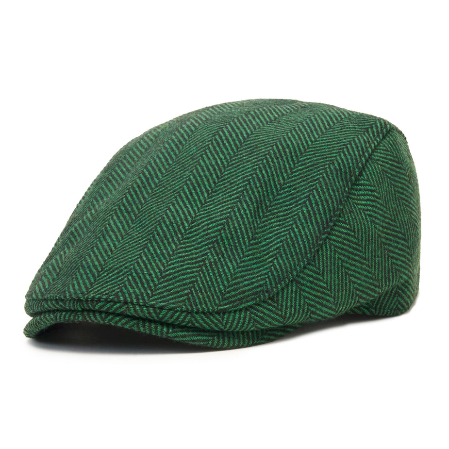 The Irish Boston Scally Cap (Flat Cap) - Green Herringbone
