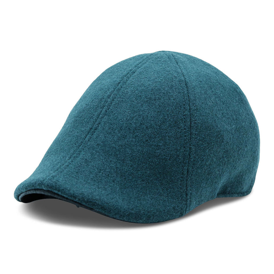 The Kenmore Boston Scally Cap (Flat Cap) - Slate Blue and Black Leather ...