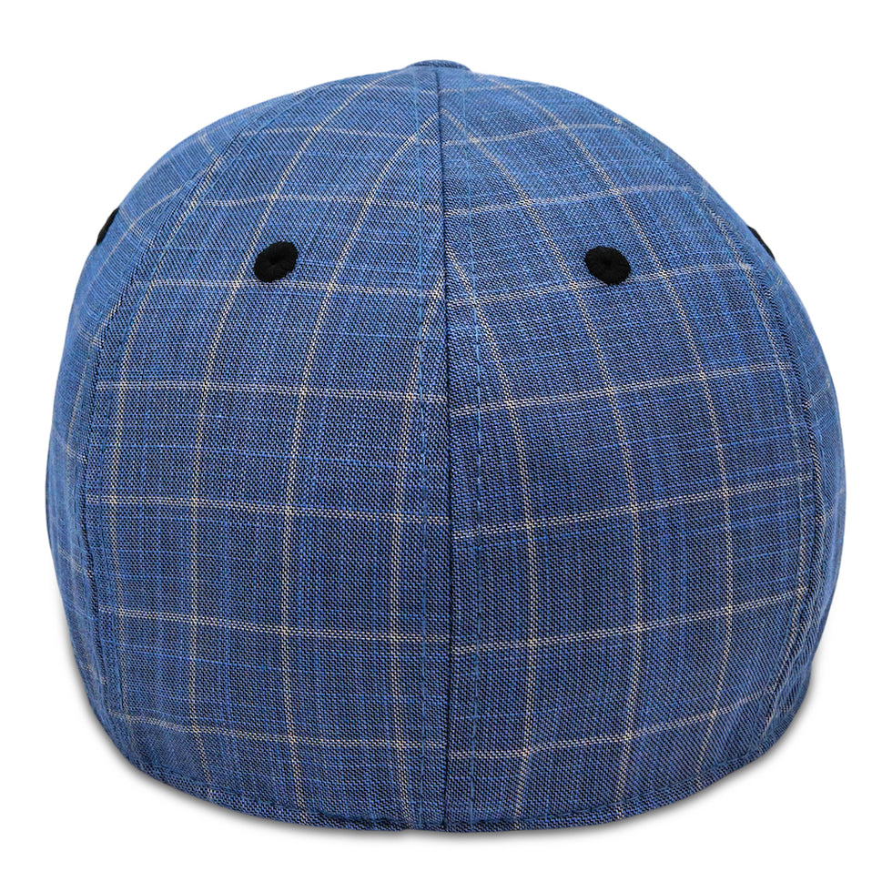 The 8-Panel Plaid Trainer Boston Scally Cap (Flat Cap) - Steel Blue Plaid