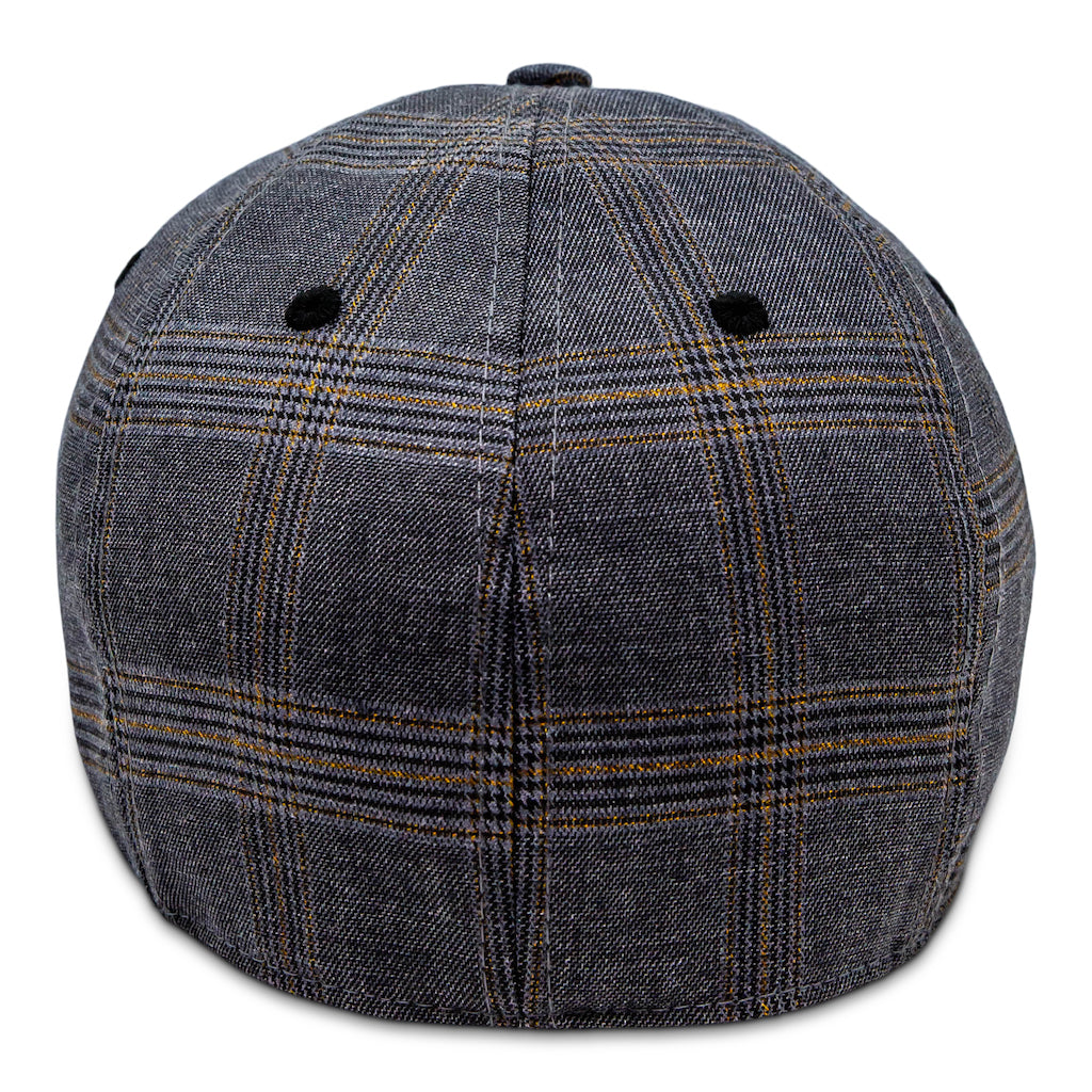 The 8-Panel Plaid Trainer Boston Scally Cap (Flat Cap) - Iron Grey Plaid