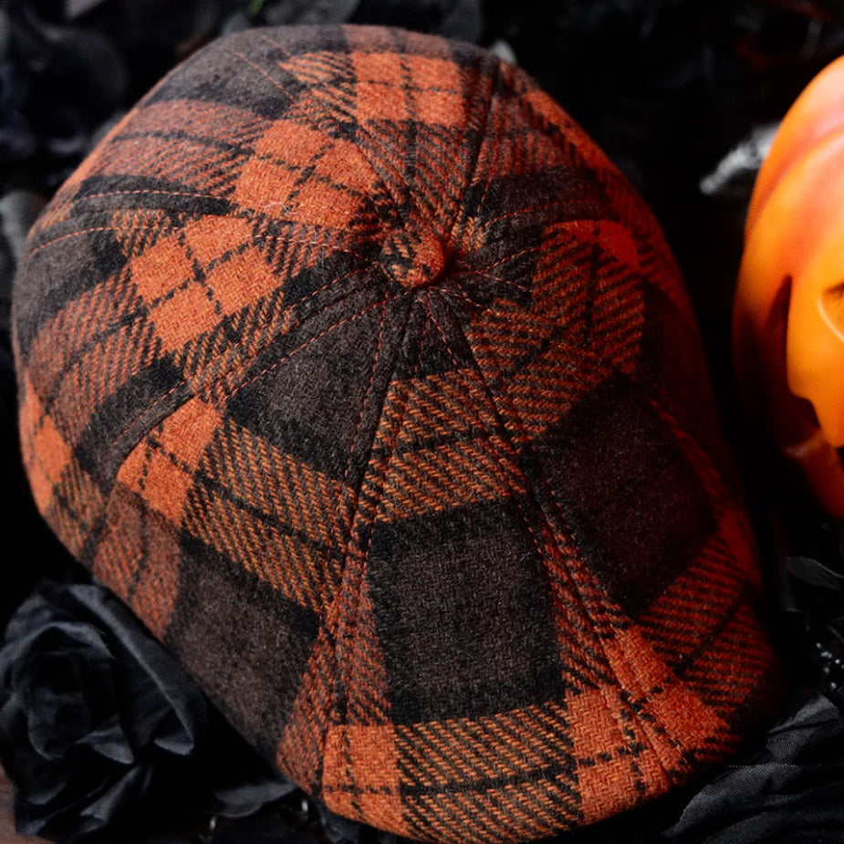 The Jack-O’-Rose Boston Scally Cap - Orange Plaid